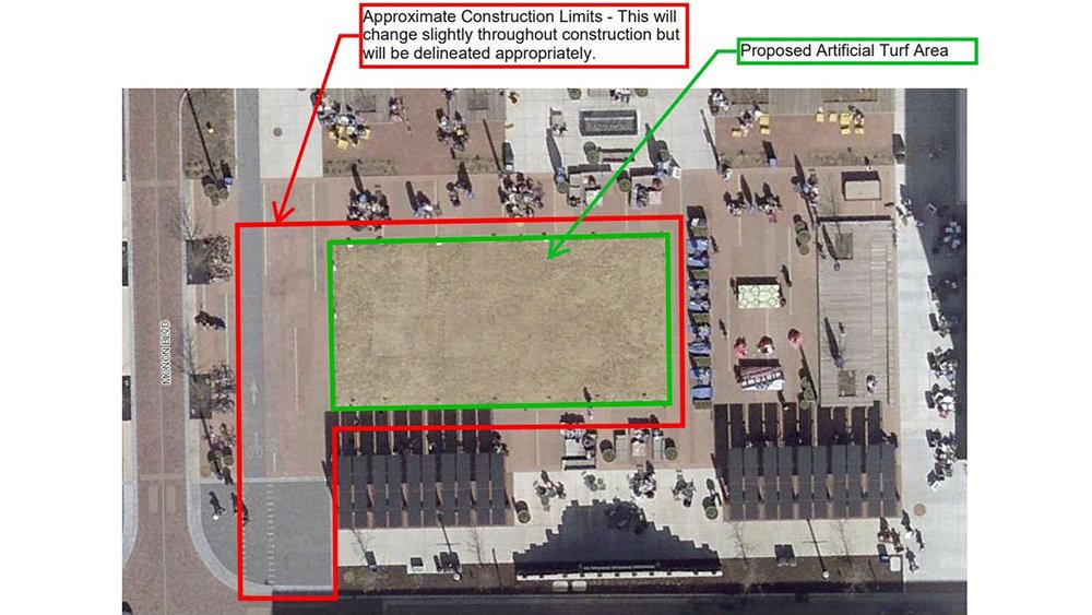 Starting Monday: Carmel to install artificial turf on Midtown Plaza
